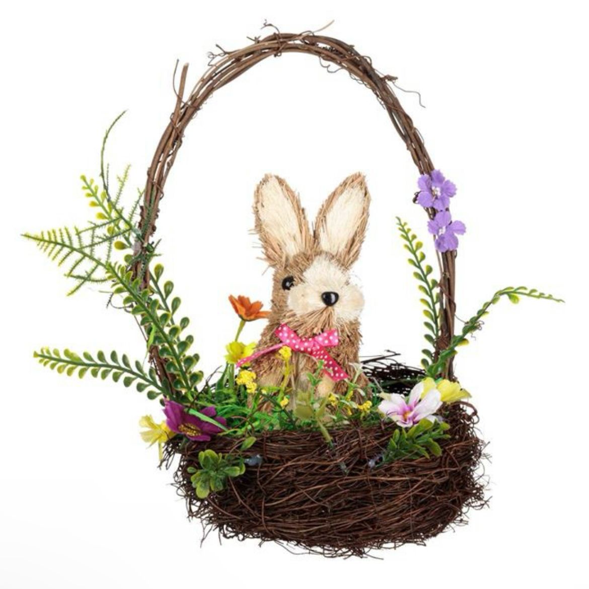Cos - Cuib Decorativ de Paste Iepuri Flori 33cm - eMAG.ro