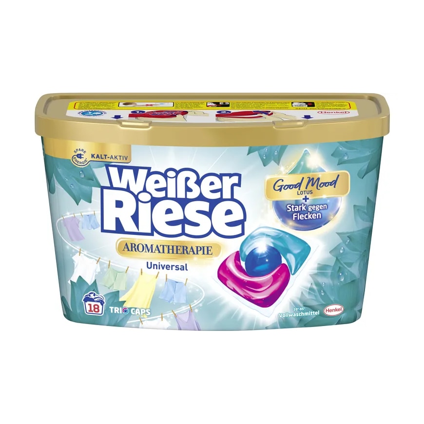 Detergent pentru rufe, Weisser Riese Universal Lotus, Capsule,18 bucati ...