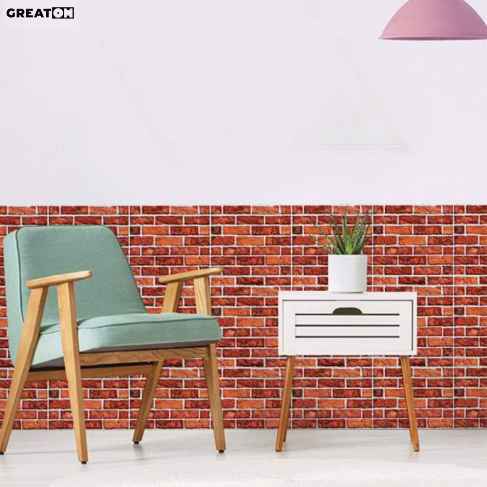 Tapet 3D GREATON cu Design Sub Forma De Caramida, 77x70cm, Maro Roscat ...