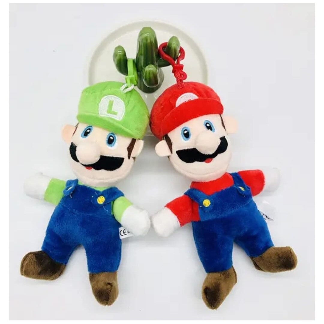 Set 2 Jucarii de plus, tip breloc, Mario si Luigi, multicolor, 15 cm ...