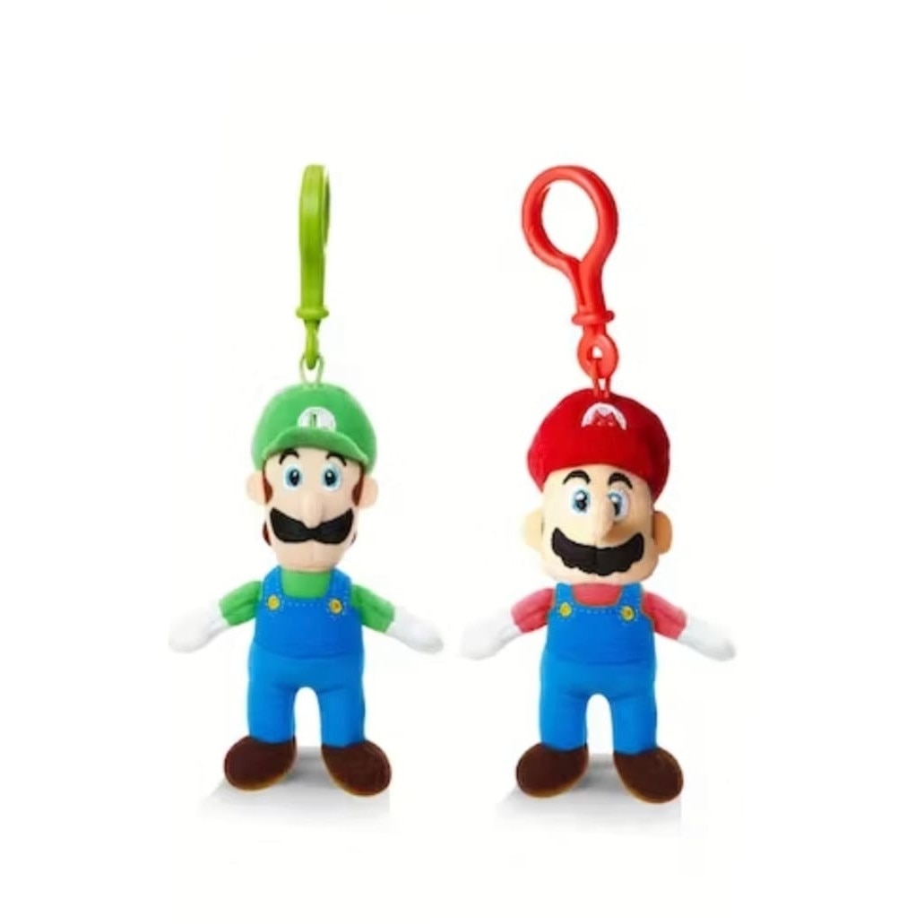 Set 2 Jucarii de plus, tip breloc, Mario si Luigi, multicolor, 15 cm ...