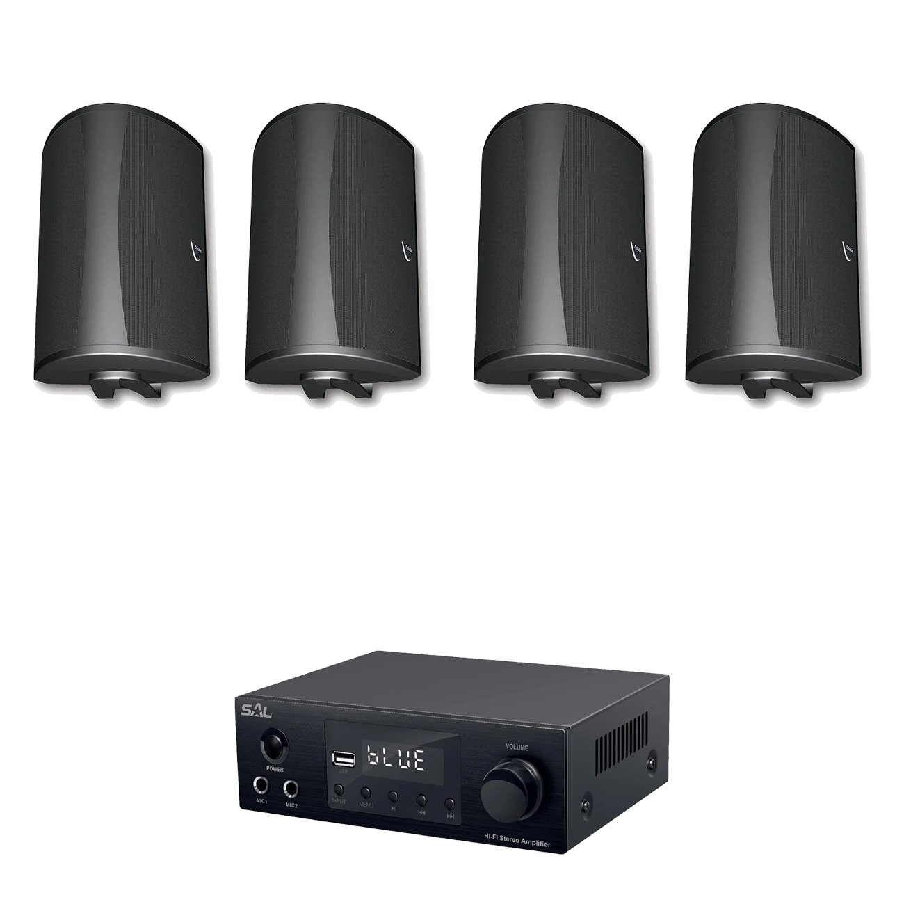 Kit audio cu 4 boxe negre, exterior, terasa, hi-fi, AW 5500 ...