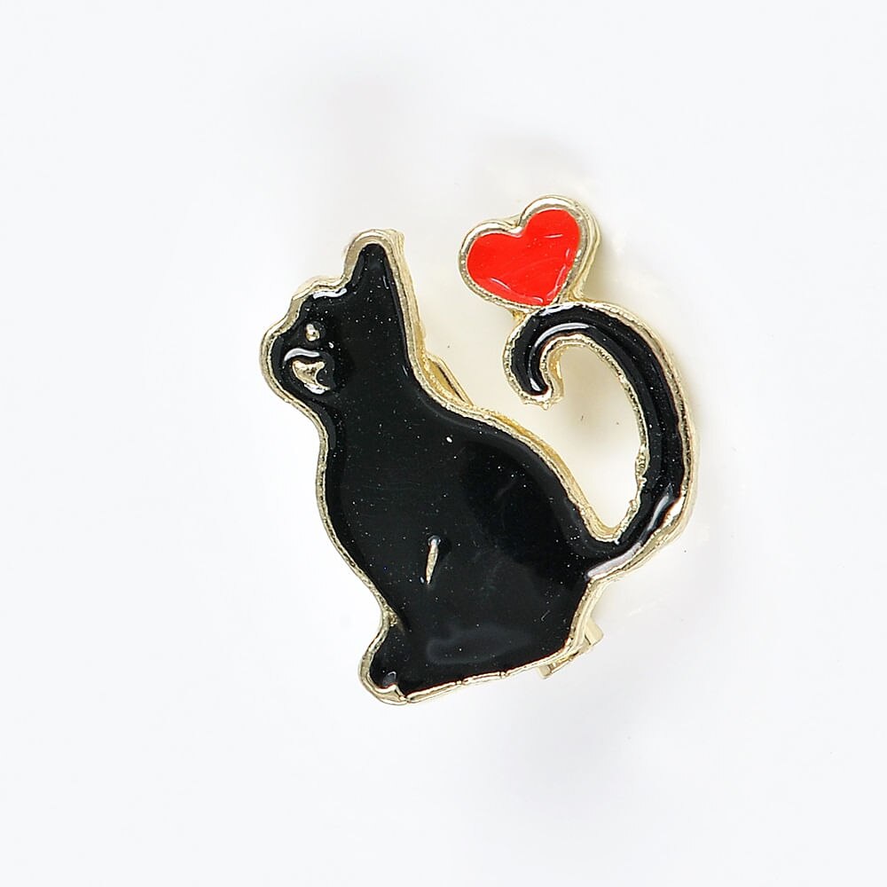 Brosa martisor pisica neagra cu inima rosie, Meli Melo Paris - eMAG.ro