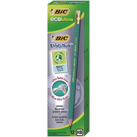 Set 12 creioane cu radiera, Bic, Lemn, Verde - eMAG.ro