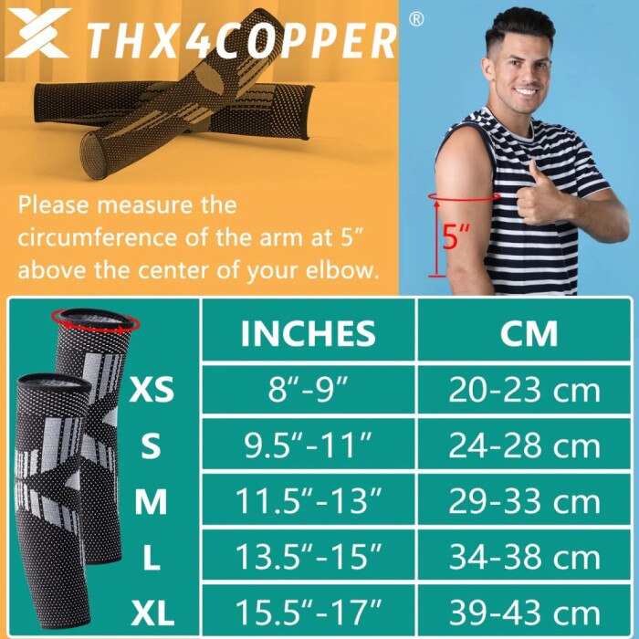 Set 2 maneci de compresie pentru brat si cot Thx4Cooper, XS ...
