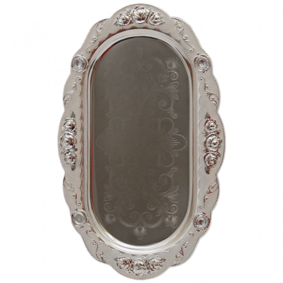 Tava Argintata Ovala Cu Sidef 36X20 CM - eMAG.ro