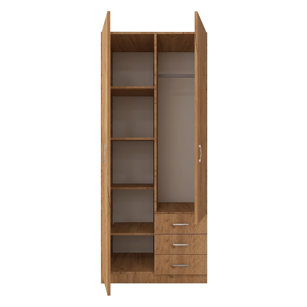 Dulap Mixt Star cu 2 Usi si 3 Sertare, 200x80x50 cm, Culoare Stejar ...