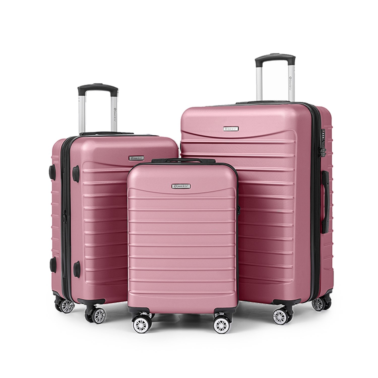 Set 3 trolere, Quasar & Co.®, S/M/L, valize cu fermoar antifurt, bagaje ...