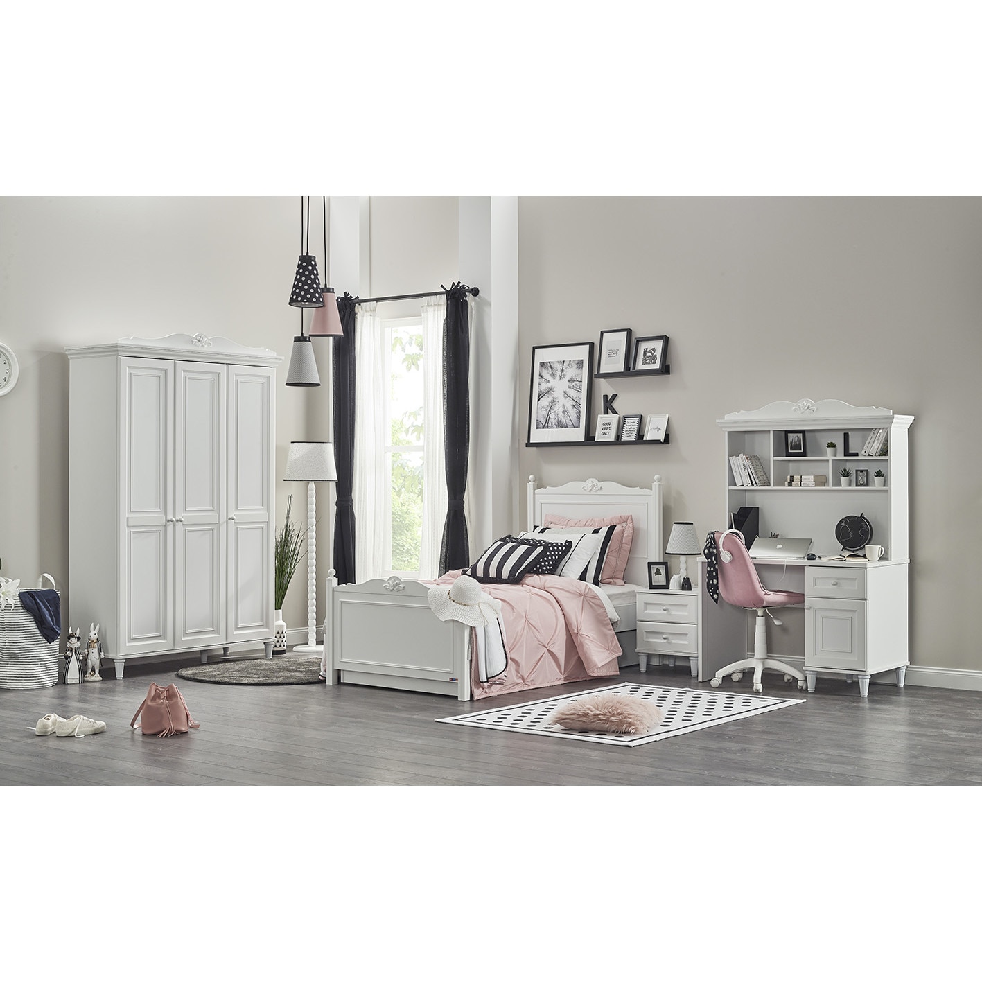 Set complet camera adolescenti colectia Lora Teen, alb, 100x200 - eMAG.ro