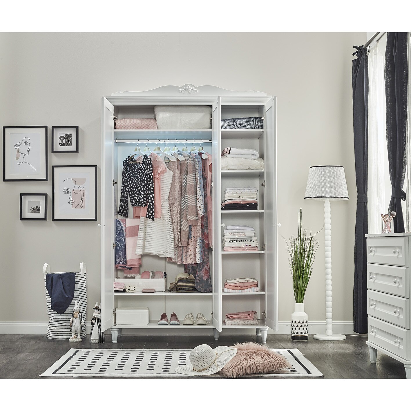 Set complet camera adolescenti colectia Lora Teen, alb, 100x200 - eMAG.ro