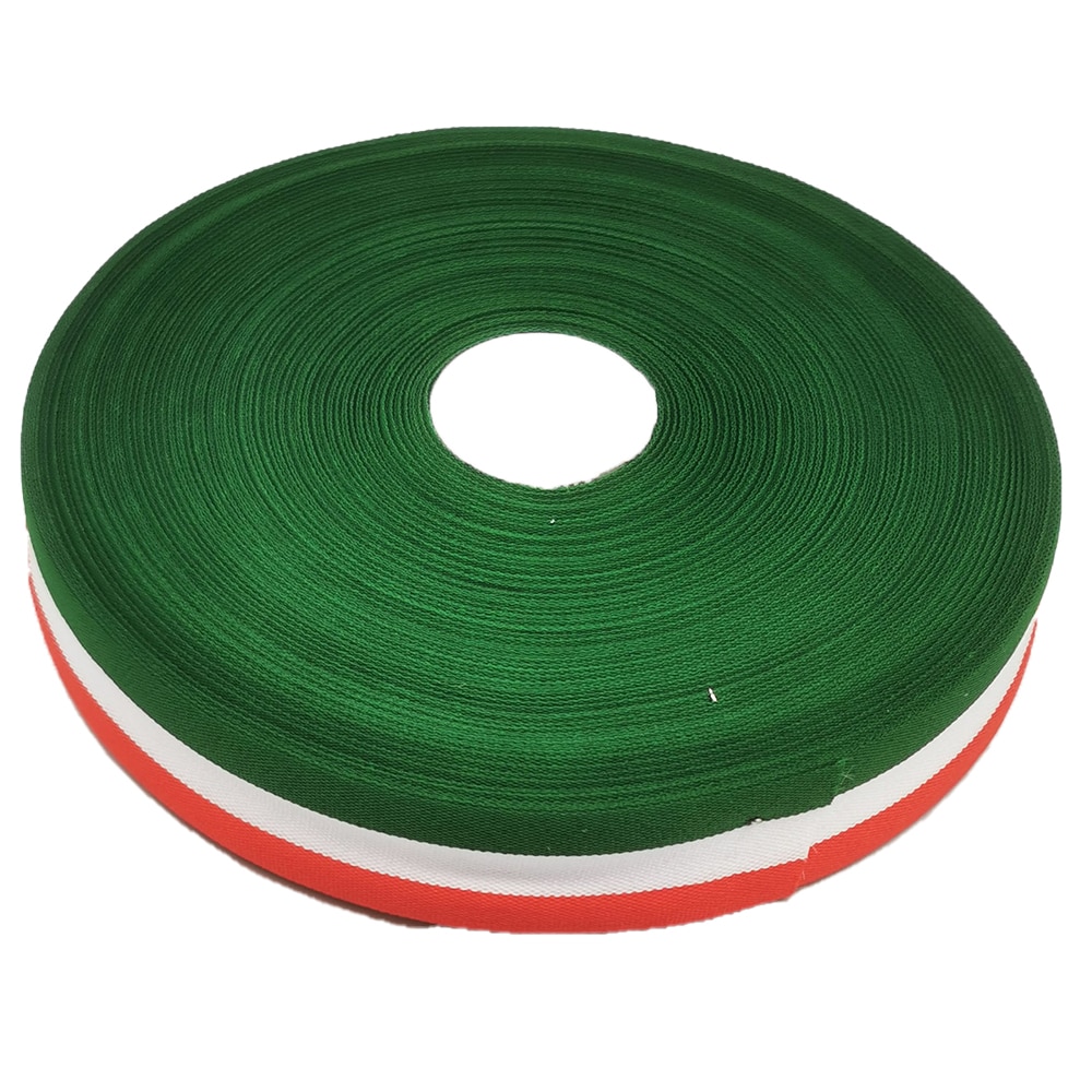 Rola de panglica tricolora, rosu-alb-verde latime 25 mm, lungime 50 ml ...