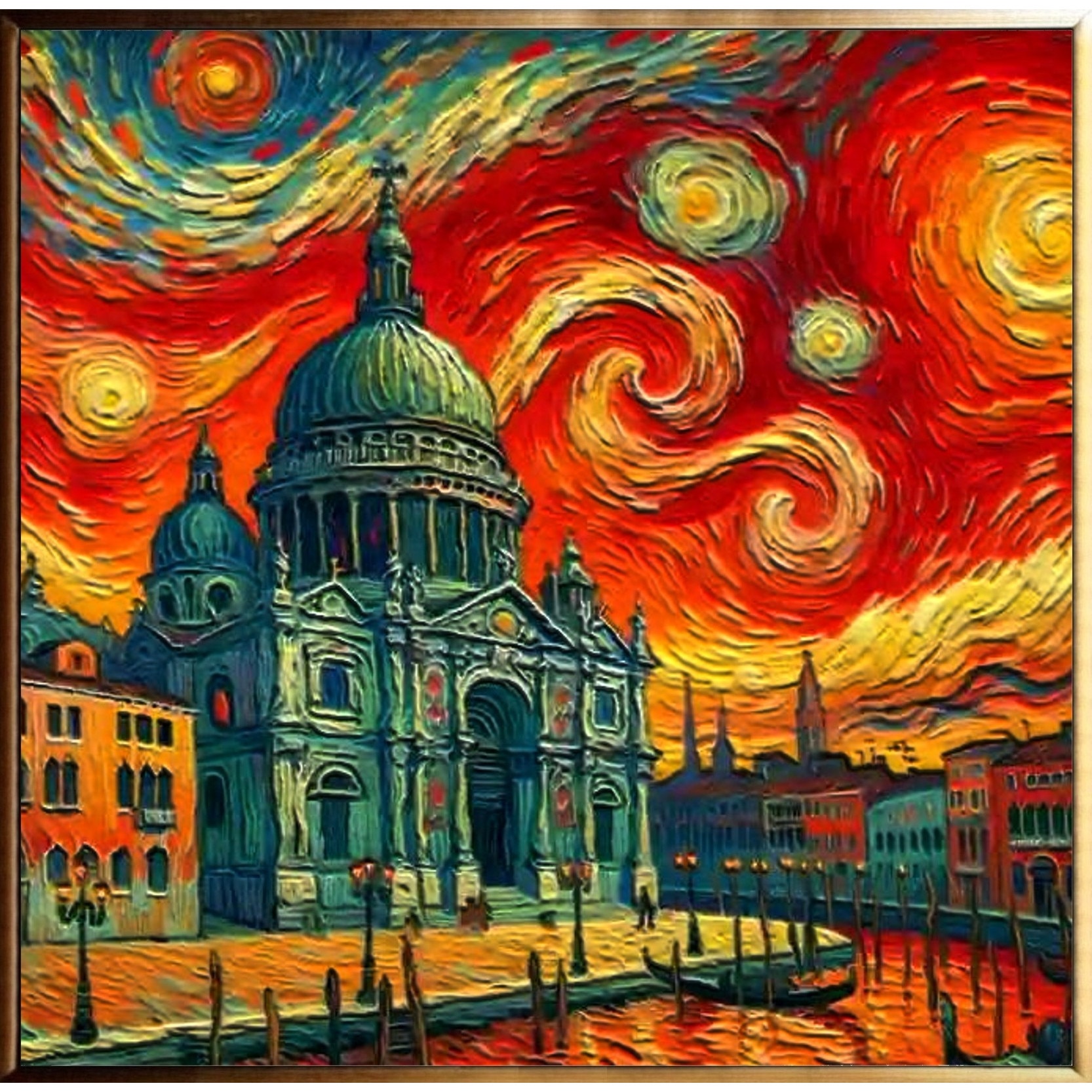 Tablou pictat manual ulei pe panza, tehnica texturata, 80x80cm, Peisaj ...