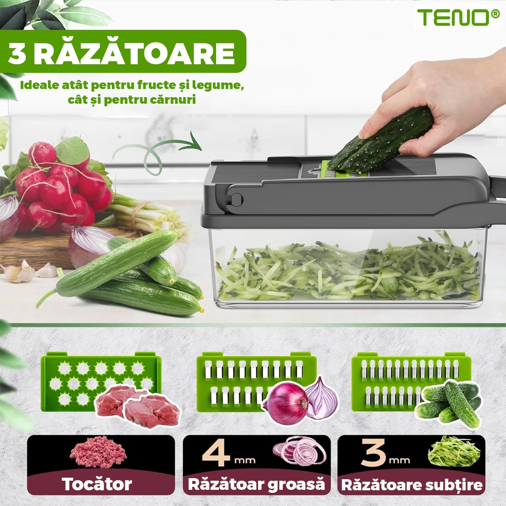 Feliator de Legume 13 in 1 Teno®, multifunctional, 8 taieturi ...