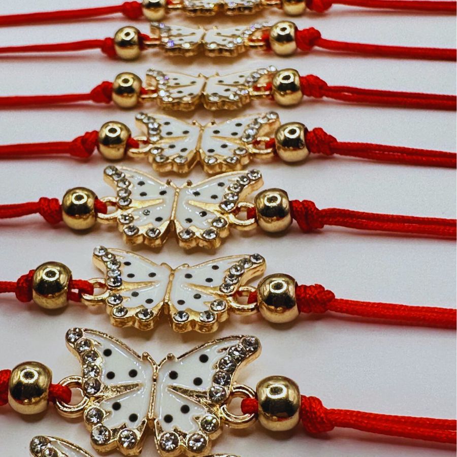 Set 12 martisoare tip bratara, simbol placat cu pietricele snur rosu cu ...