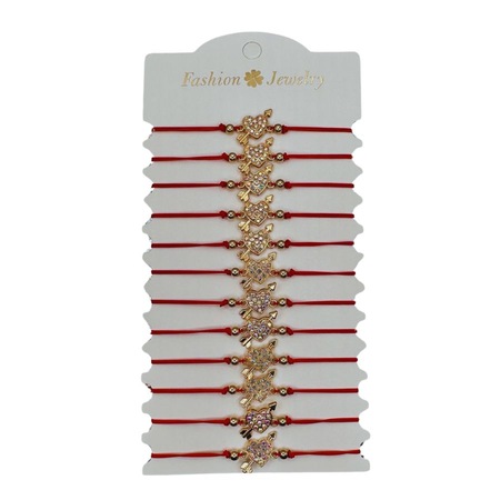 Set 12 martisoare tip bratara, simbol placat cu pietricele snur rosu cu ...