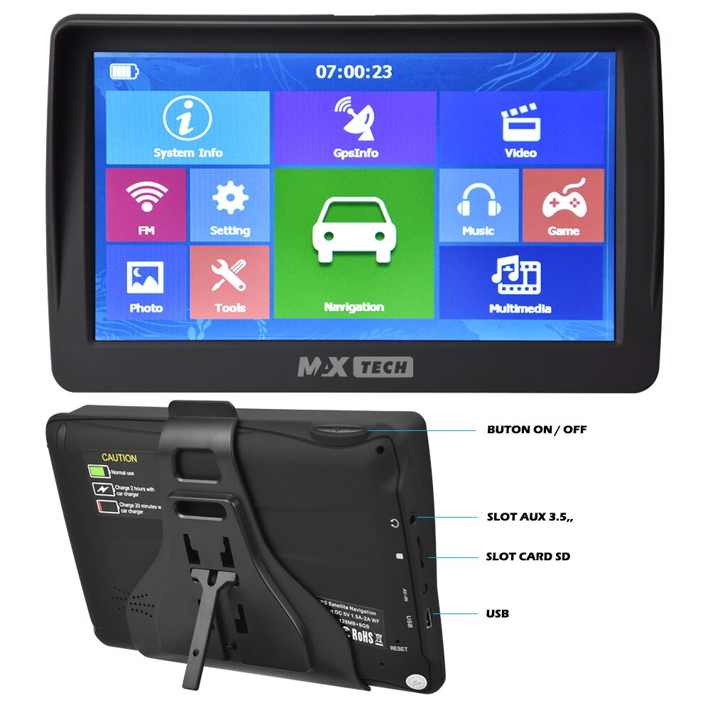 GPS auto Camion / Autoturism / Autocar MaxTech®, Memorie 8 GB, Ecran ...