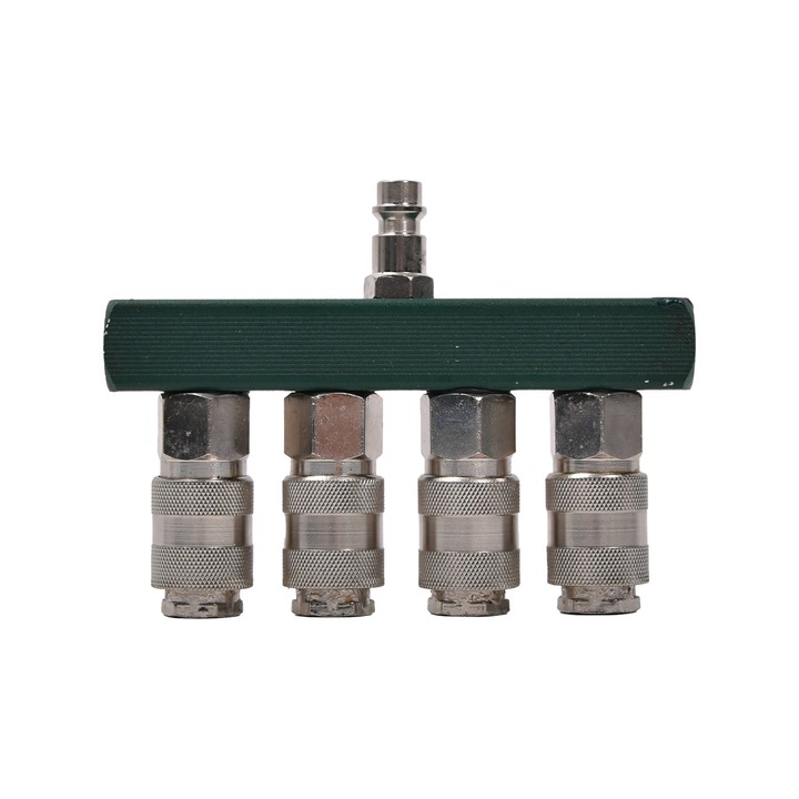 Splitter furtun compresor 4 cai, 4 cuple rapide mama, 1 cupla rapida ...