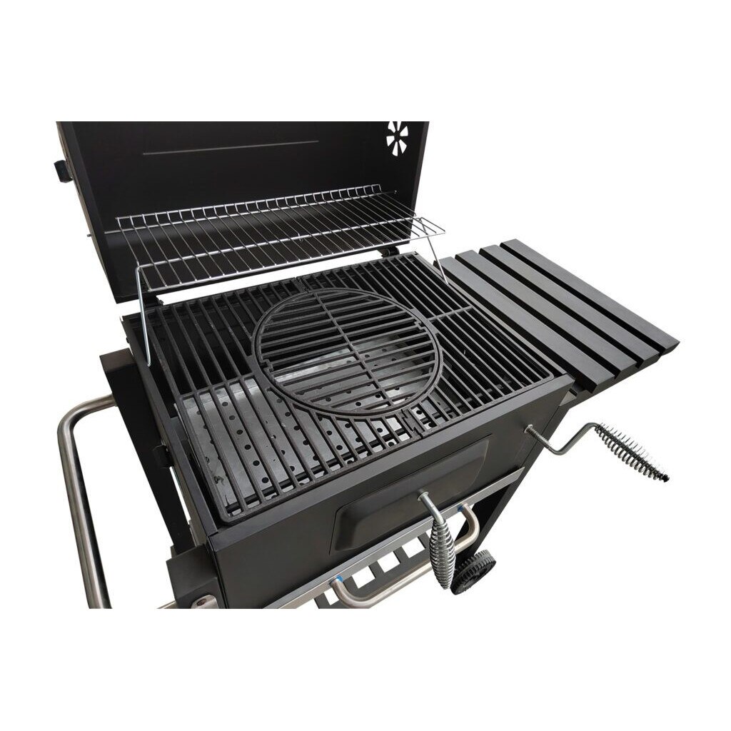 Gratar carbune, cu capac si roti, din otel inoxidabil, negru - eMAG.ro