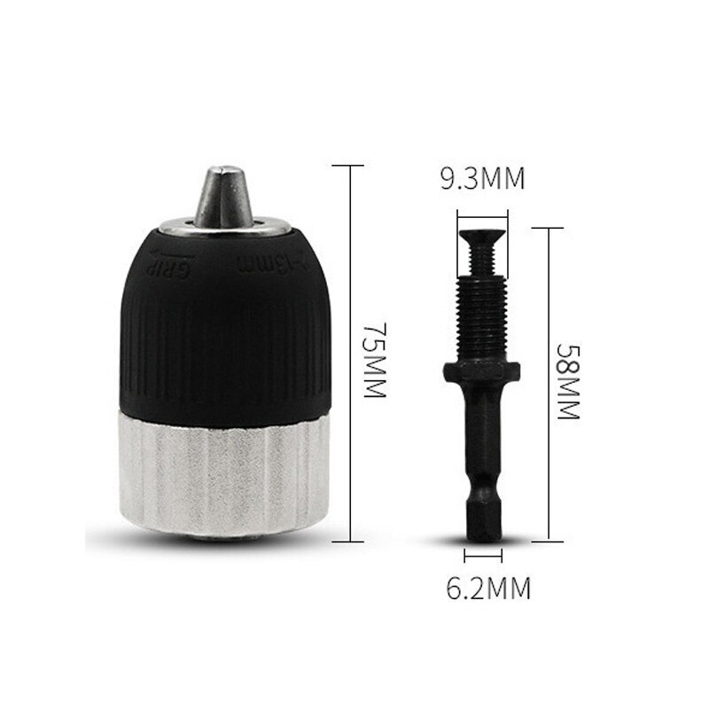 Mandrina cu adaptor filetat cu tija hexagonala, ABS/Metal, Negru - eMAG.ro