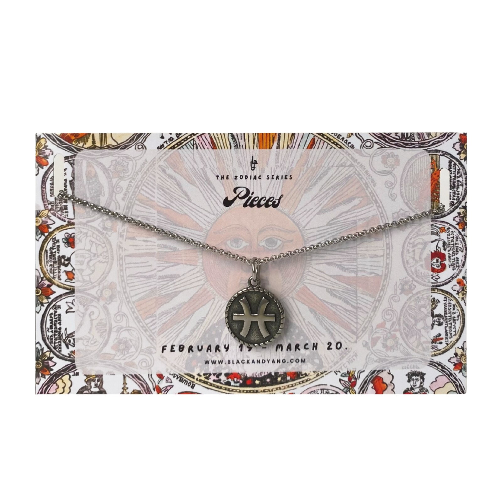 Colier unisex Black and Yang din otel inoxidabil Zodia Pesti, argintiu ...