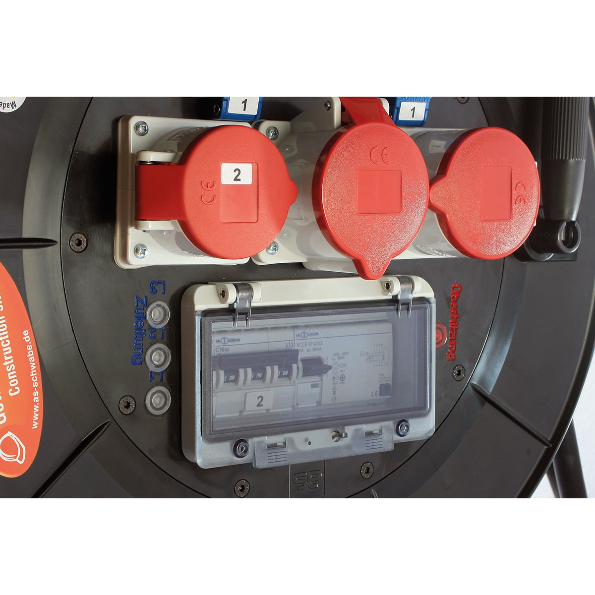 Derulator cablu 30m 5G6 Mamuth prelungitor pe tambur H07RN-F cu 2 prize ...