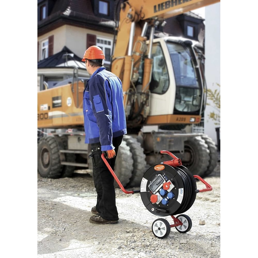 Derulator cablu 30m 5G6 Mamuth prelungitor pe tambur H07RN-F cu 2 prize ...