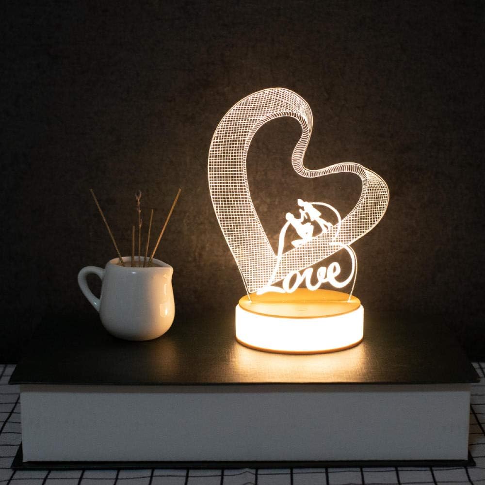 3D модел сърце нощна лампа, подарък за Свети Валентин, USB захранване ...