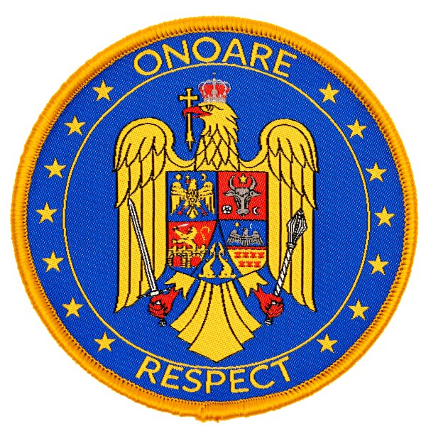 Patch Stema Romaniei, Text Onoare si Respect, Color, Tesut, Claritate ...