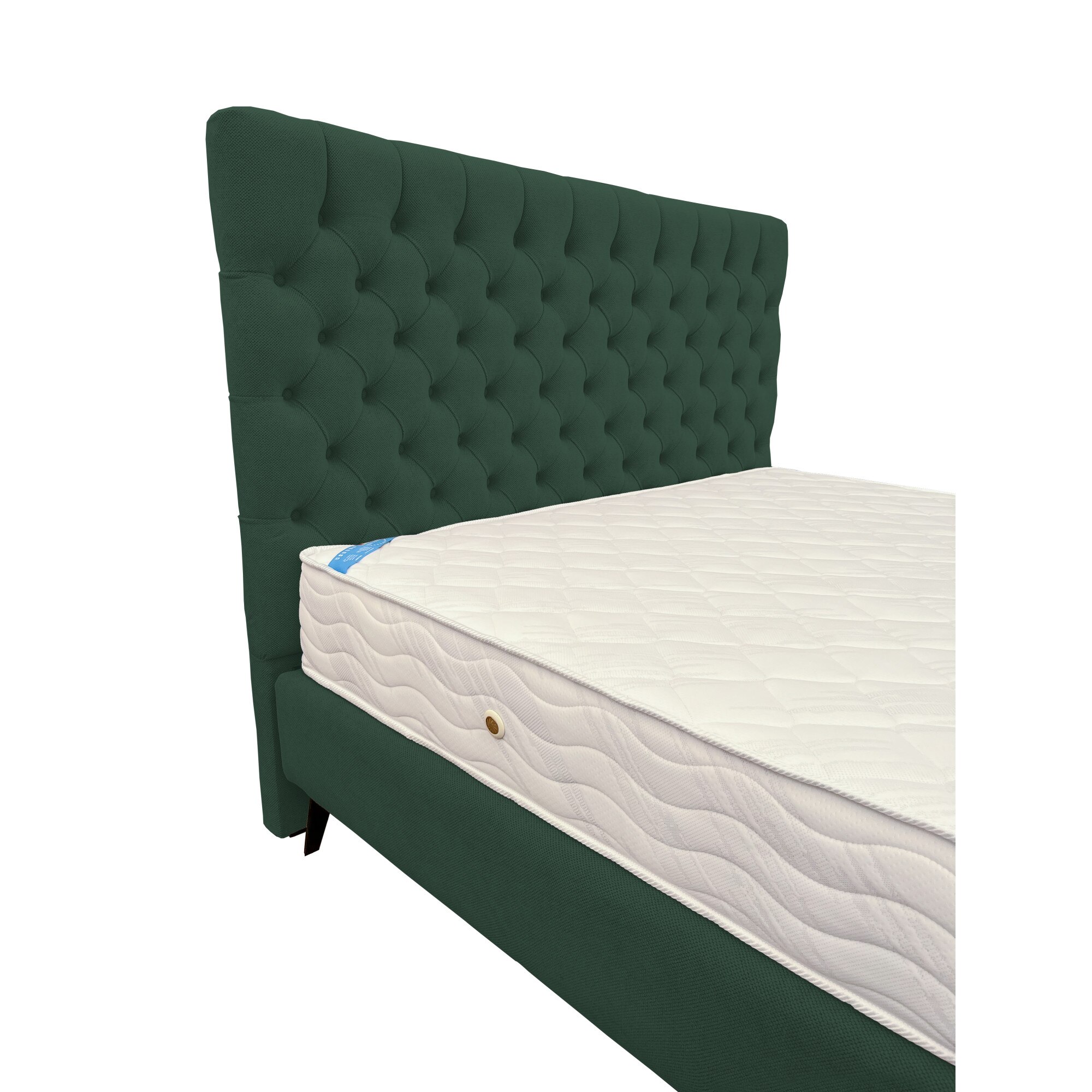 Pat tapitat Boxspring, Laszlo, verde marin, C37, 180x200 cm - eMAG.ro