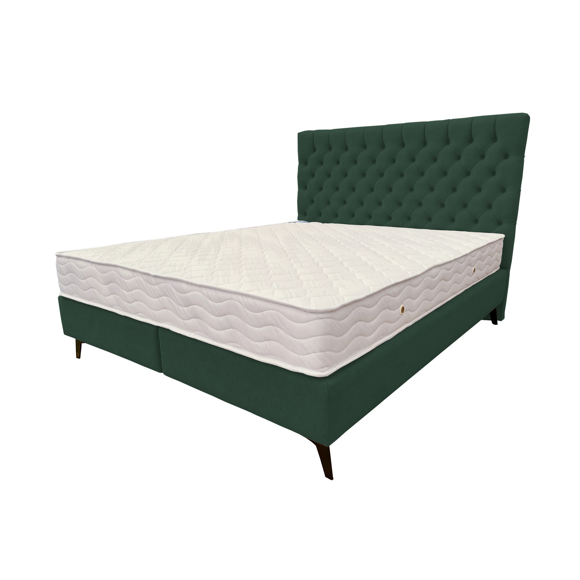 Pat tapitat Boxspring, Laszlo, verde marin, C37, 180x200 cm - eMAG.ro