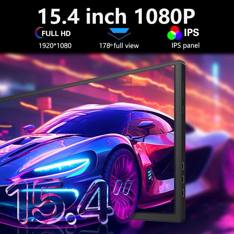 Monitor LED portabil pentru laptop, Seezesol Solution™, 15.4 inch, Full ...
