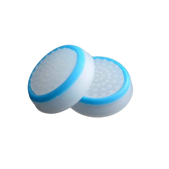 Set 2 Thumb grip pentru PlayStation si Xbox, 22x5mm, Alb/Albastru - eMAG.ro