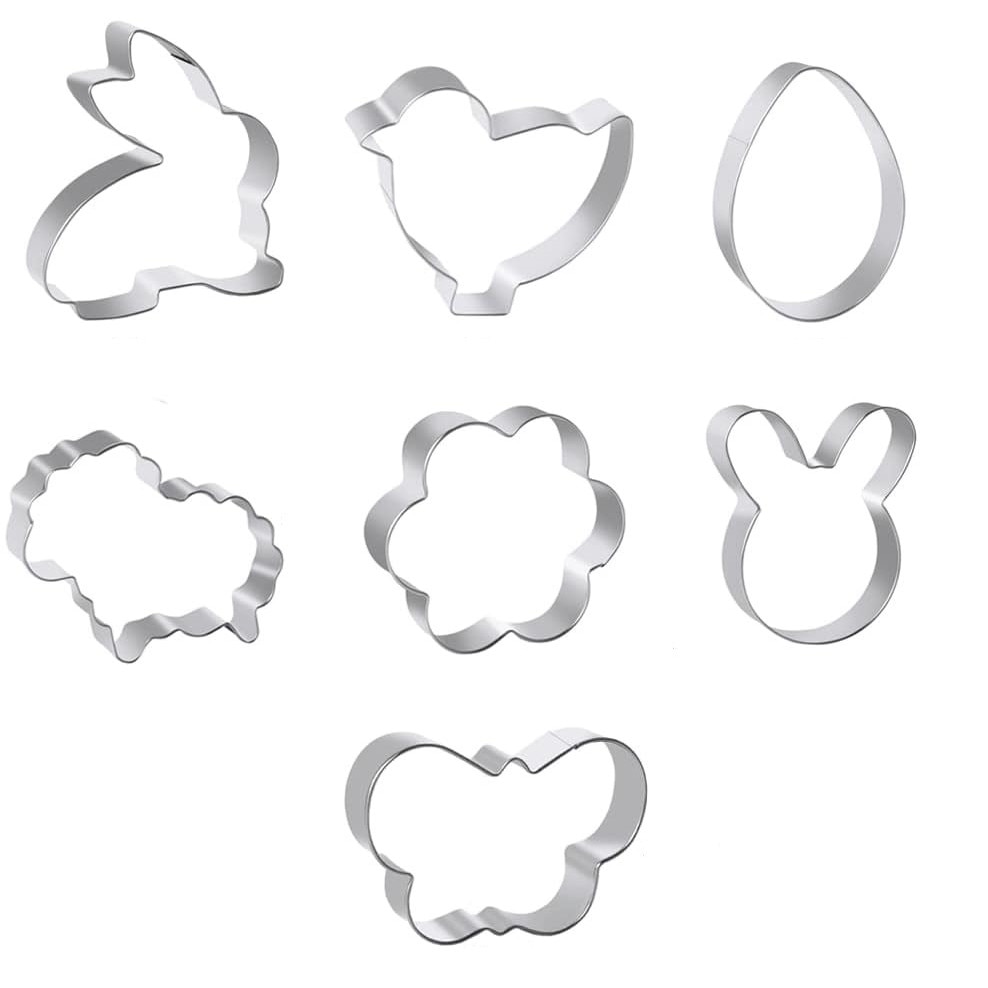 Set 7 forme pentru fursecuri de Paste, Iepuras, Pui, Ou, Floare, Iepure ...