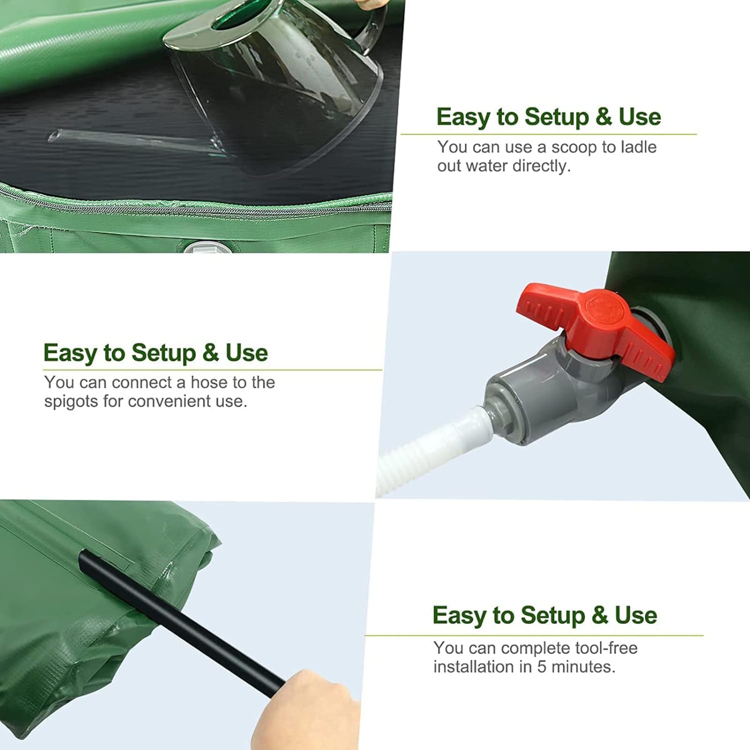 Butoi, Pentru apa, 500l, circular, pliabil, rezistent la intemperii ...