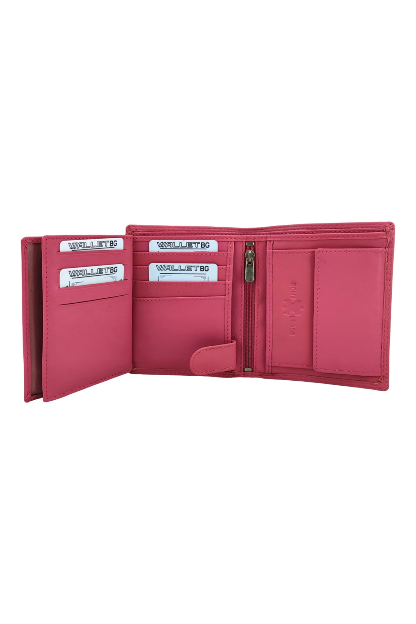 Portofel dama, Piele naturala, 12,0 cm x 9,5 cm, Roz - eMAG.ro