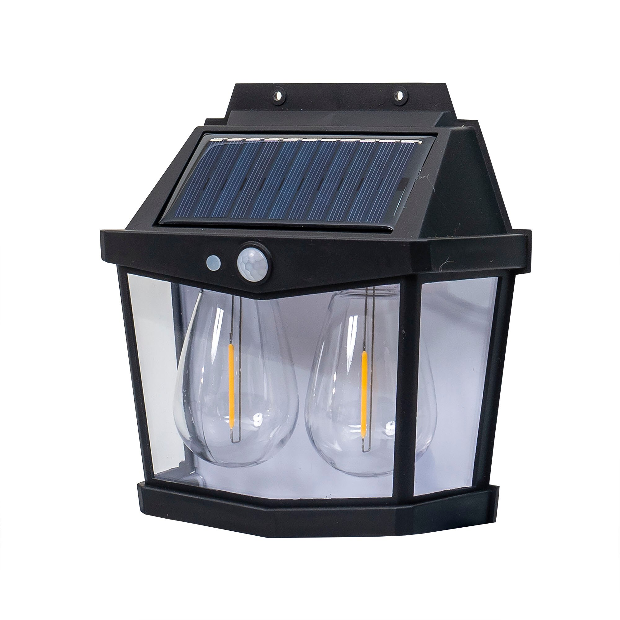 Lampa solara de perete, cu 2 becuri LED, senzor de miscare, 3 moduri de ...