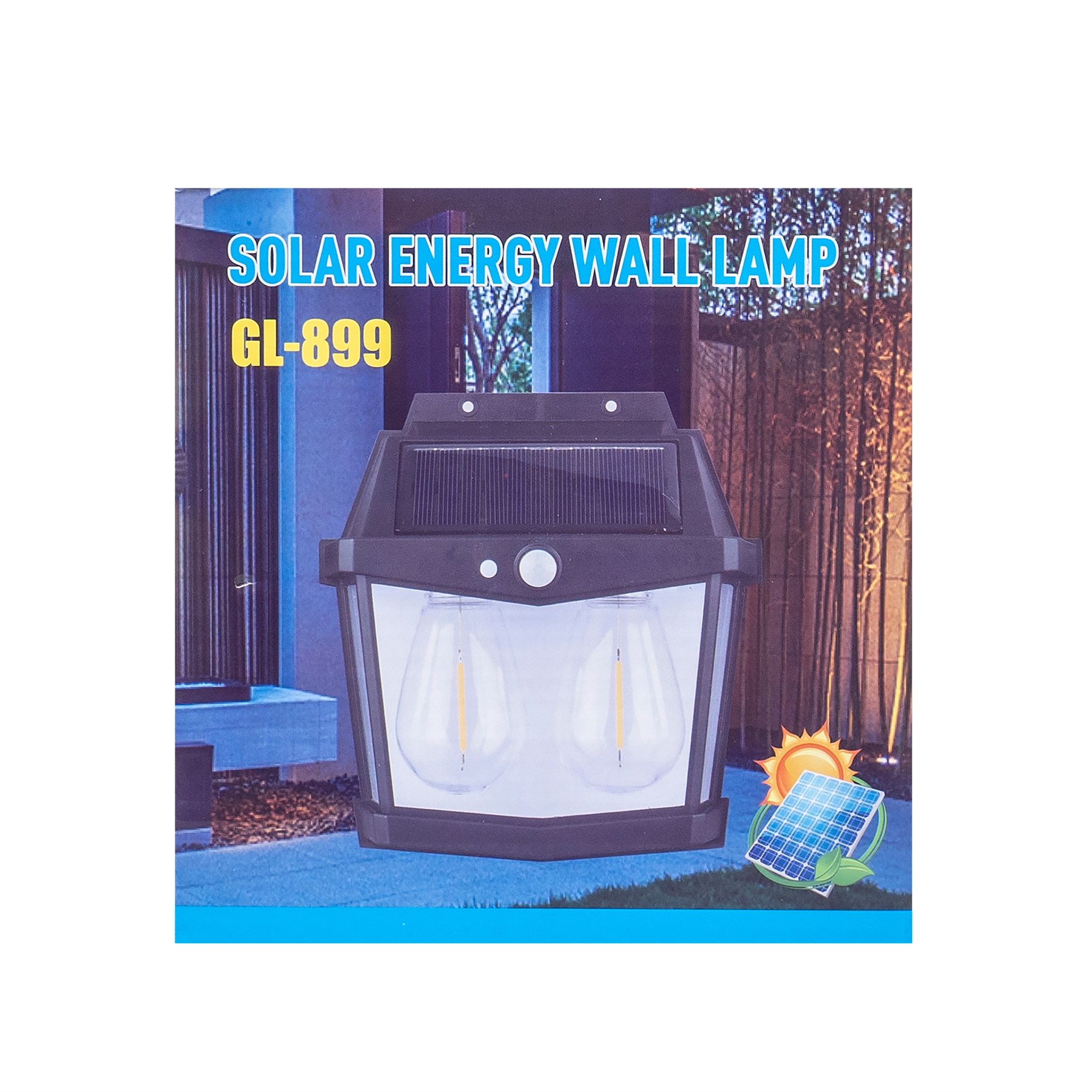 Lampa solara de perete, cu 2 becuri LED, senzor de miscare, 3 moduri de ...