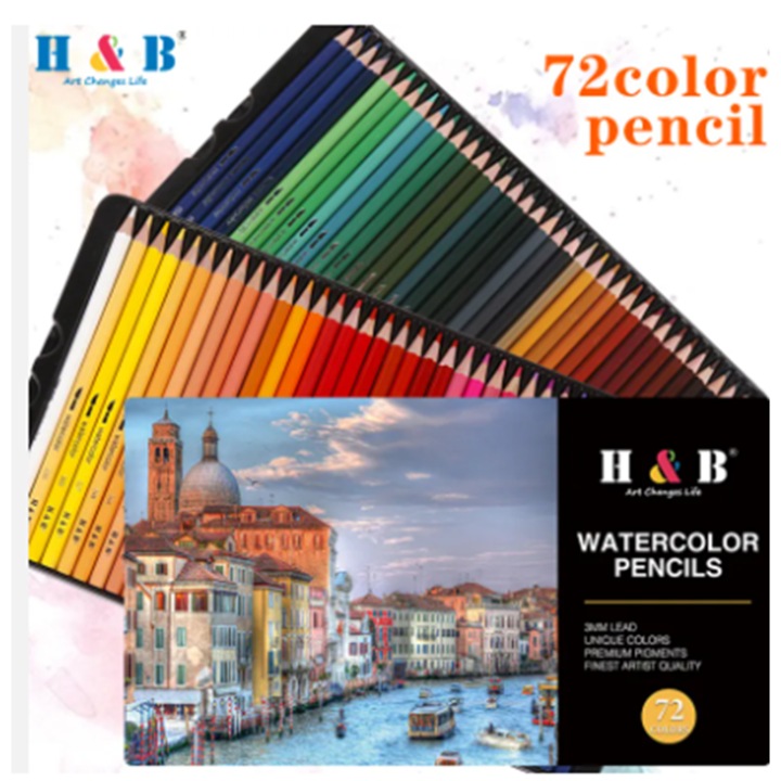 Set 72 creioane colorate pe baza de apa, profesionale, culori unice cu ...
