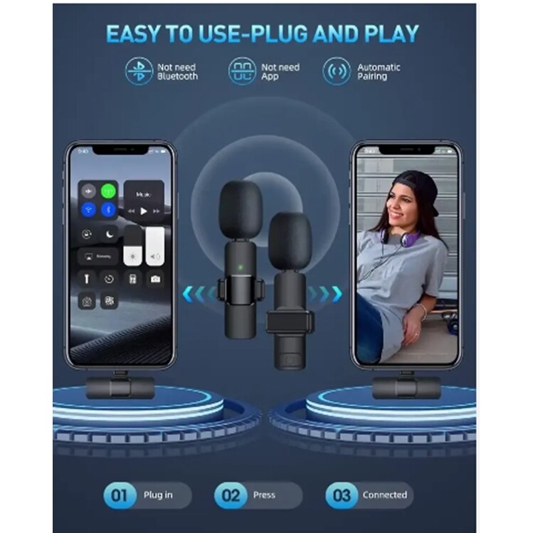 Set 2 microfoane wireless lavaliera, compatibile cu dispozitivele ...