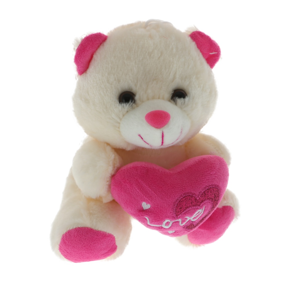 Ursulet plus crem cu inima roz 20cm - eMAG.ro