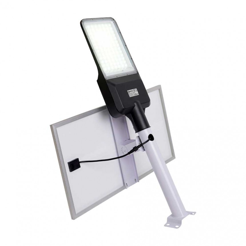 Соларен LED осветител Lightex, 50W, 6500K, 6500lm, IP65, батерия 3.2V ...