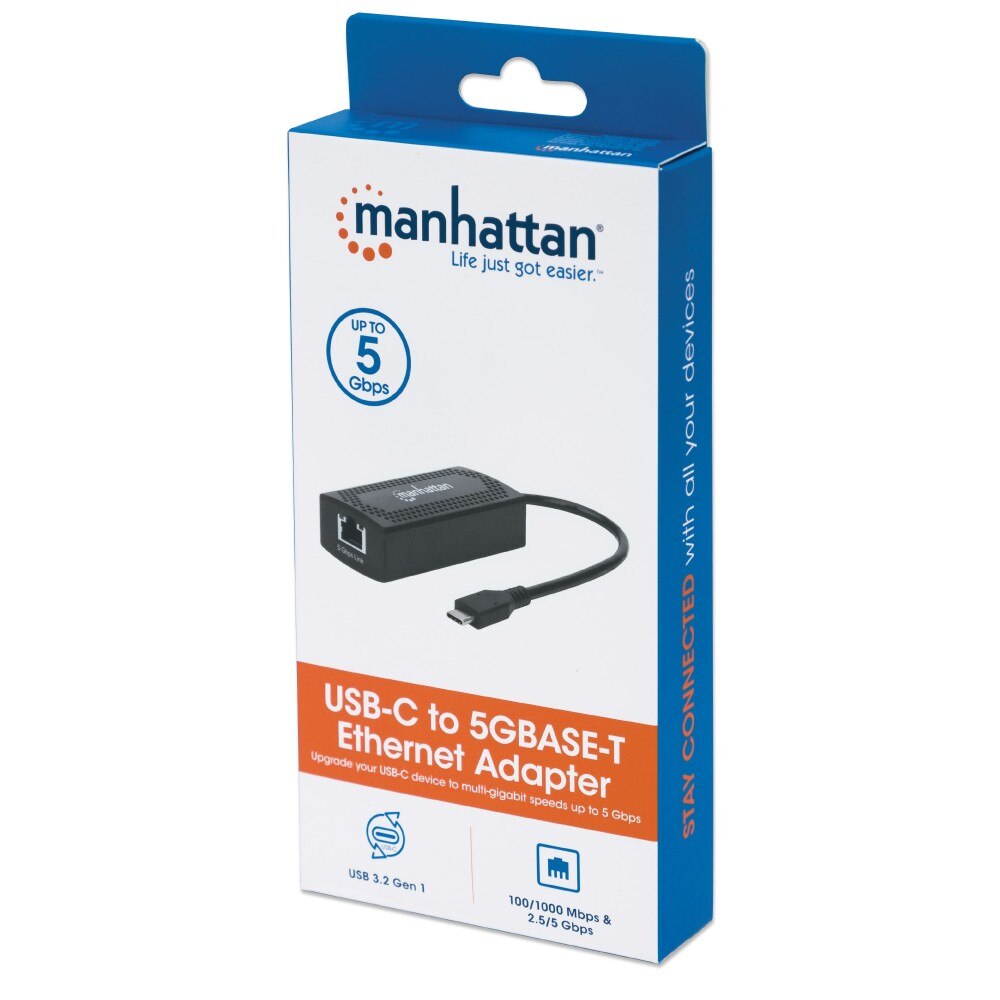 Adaptor profesional de retea, USB-C la RJ45, 5 Gbps, Negru, Manhattan ...