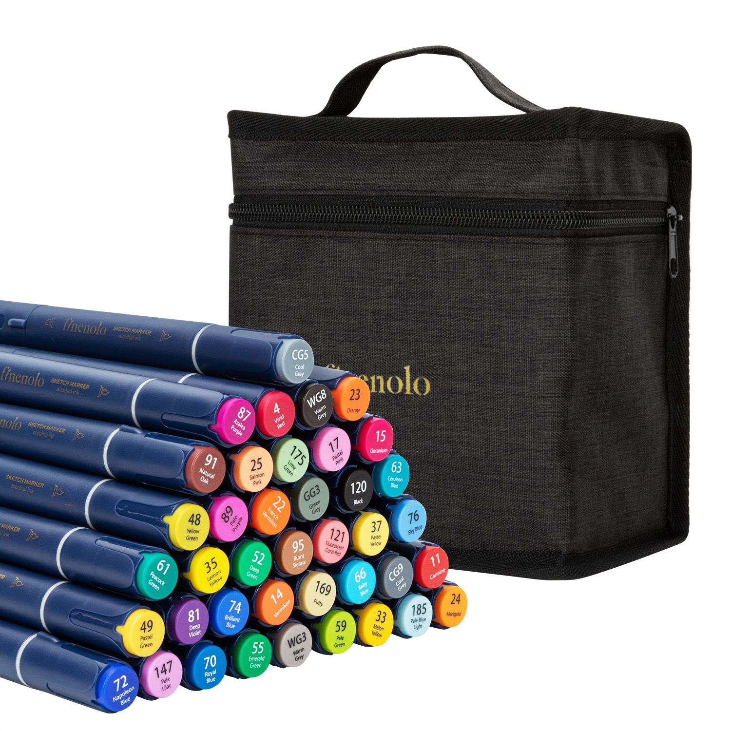 Маркер Finenolo 2 края за художествени скици 1-6мм комплект 40 цвята ...