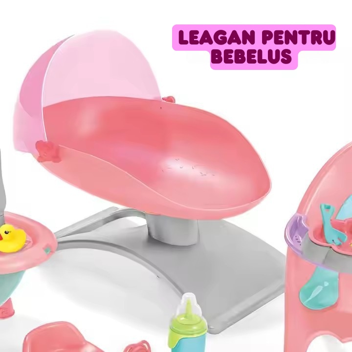 Papusa Bebelus Set 3 in 1 cu Cada, Olita, Scaun de Masa si Patut, Set ...