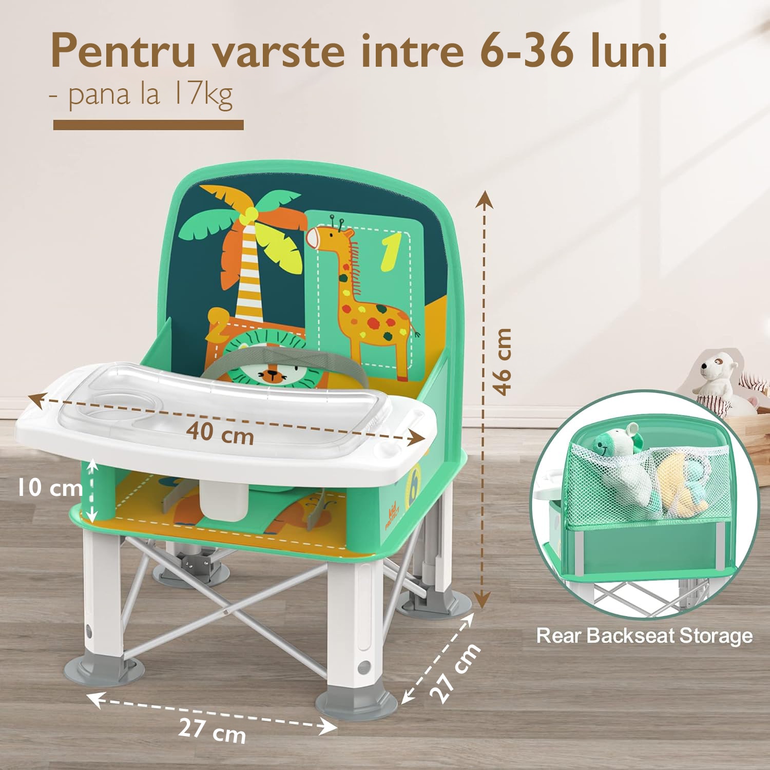 Scaun de Masa Portabil 2 in 1 Pentru Bebelusi si Copii, KidProtect ...