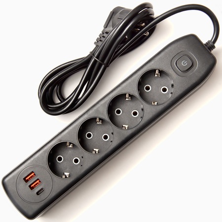 Prelungitor 4 prize, 1.8 m, 2x USB, 1x type-c PD, intrerupator cu led ...