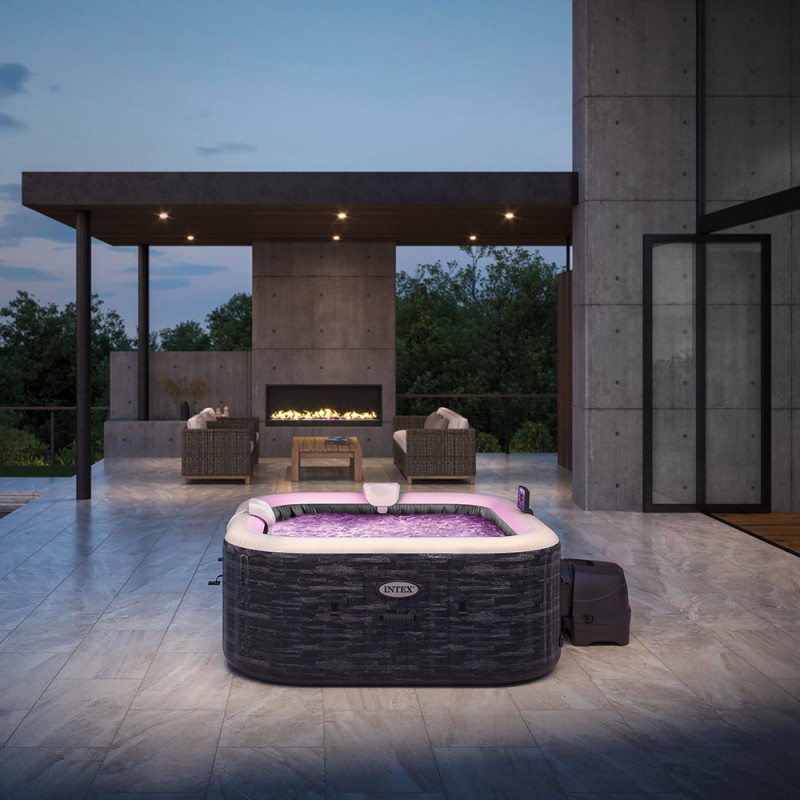 Jacuzzi gonflabil cu hidromasaj Greystone Bubble Spa Intex, 140 duze ...