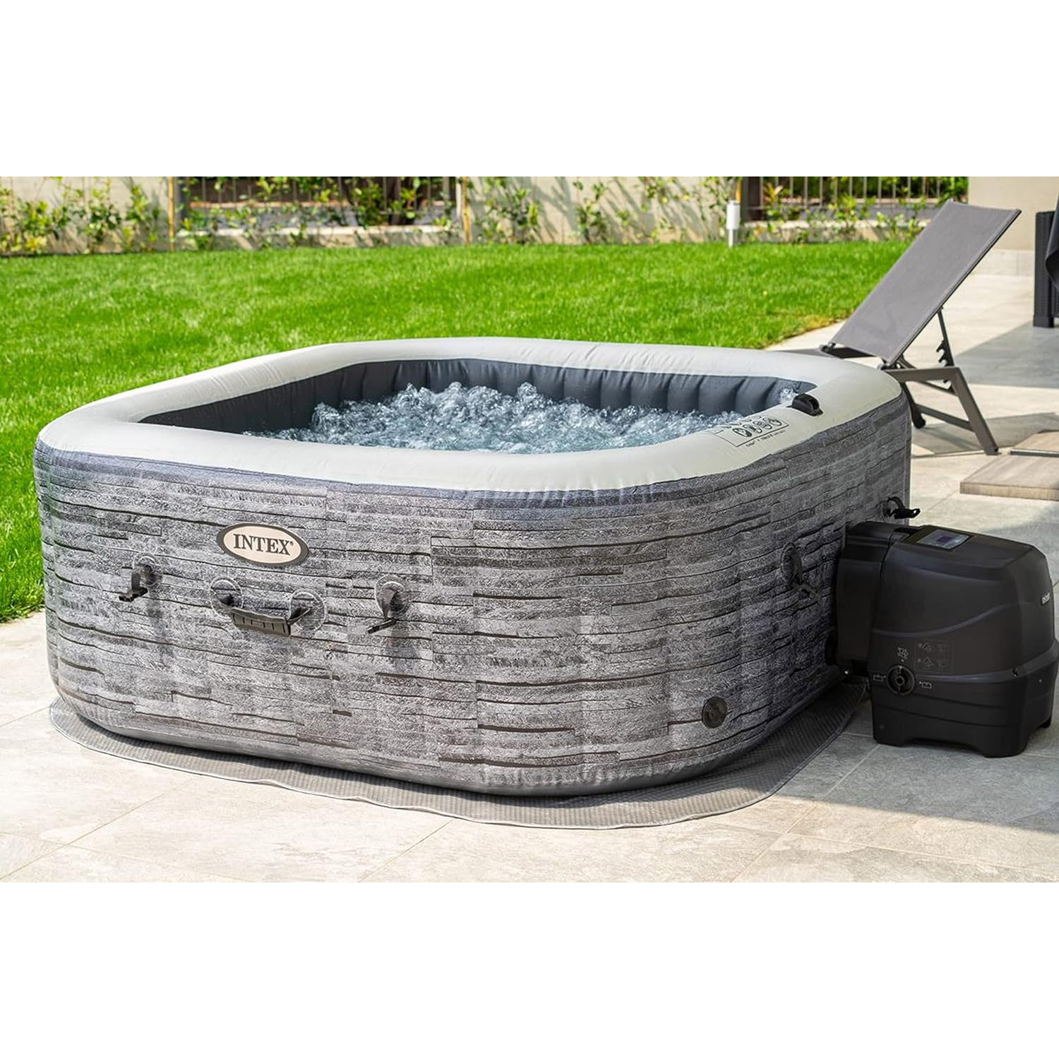 Jacuzzi gonflabil cu hidromasaj Greystone Bubble Spa Intex, 140 duze ...