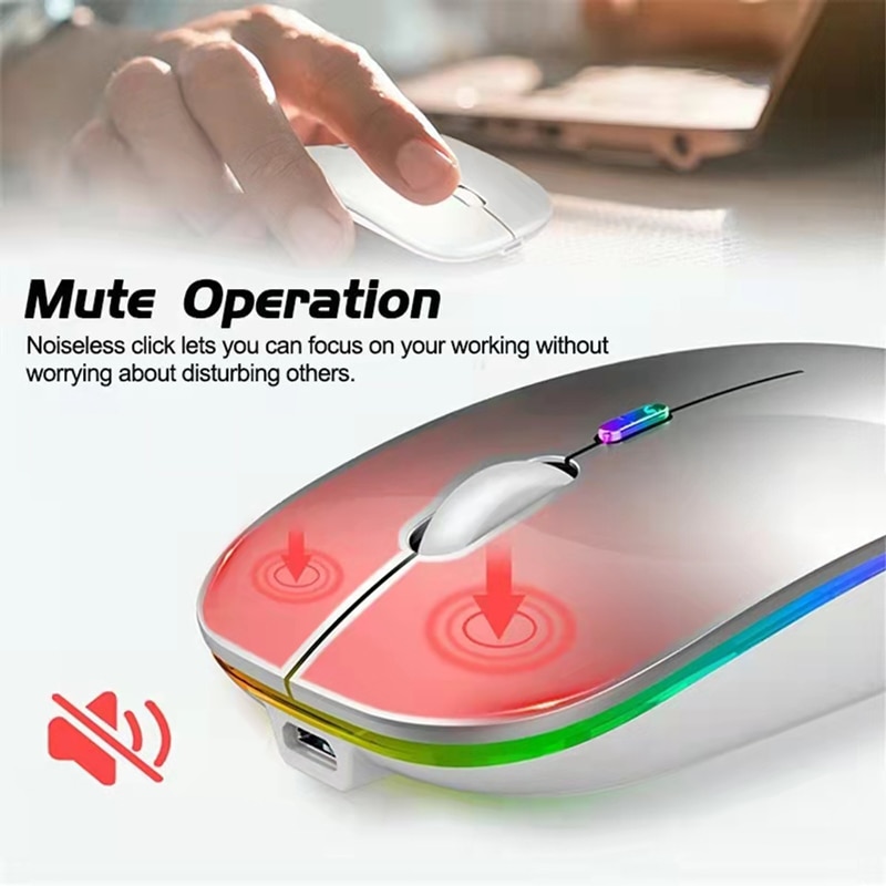 Mouse Wireless Reincarcabil, Iluminare RGB, Bluetooth 5.1 si 2.4GHZ ...