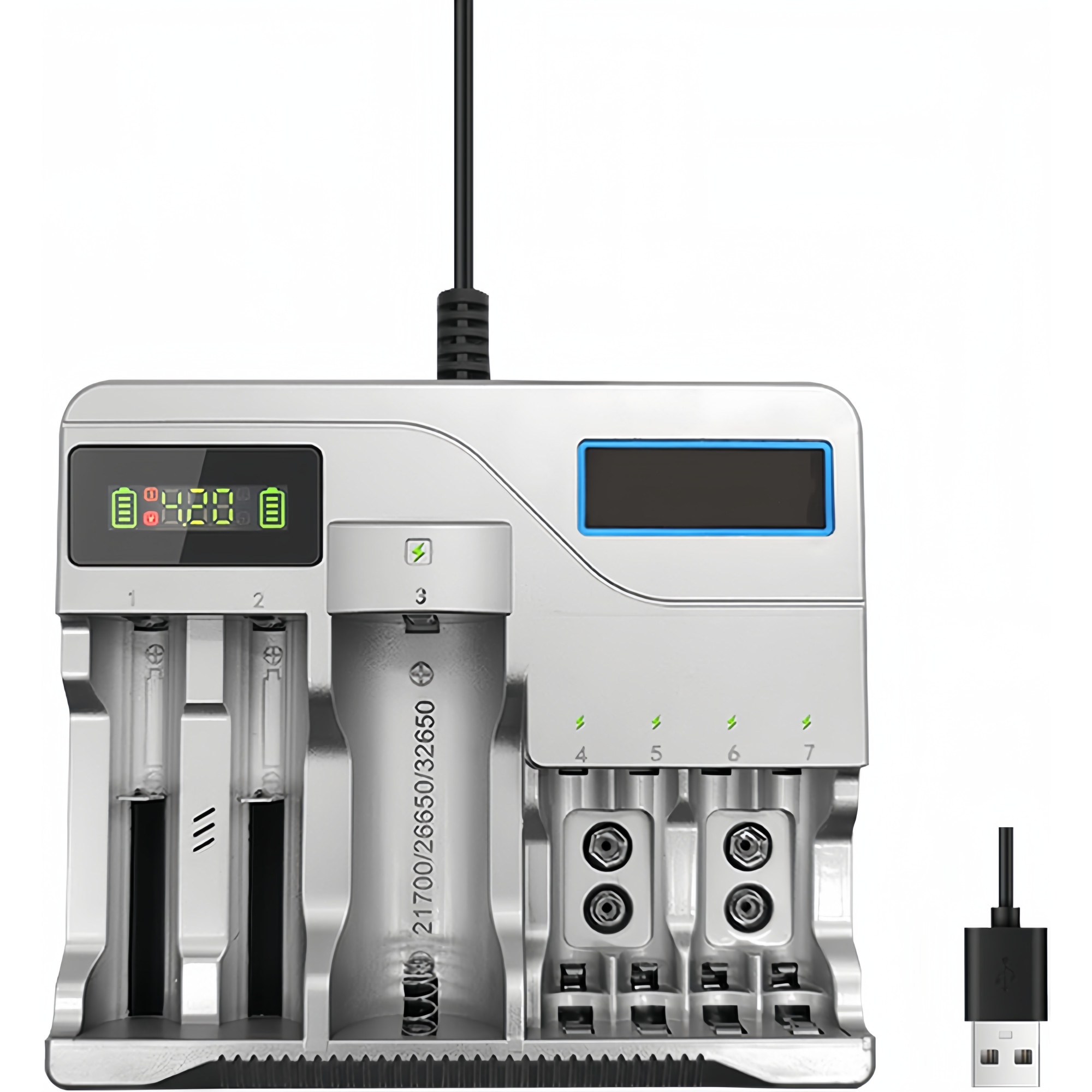 Incarcator pentru acumulatori universal, MOSMAOO®, Baterii Li-ion 18650 ...